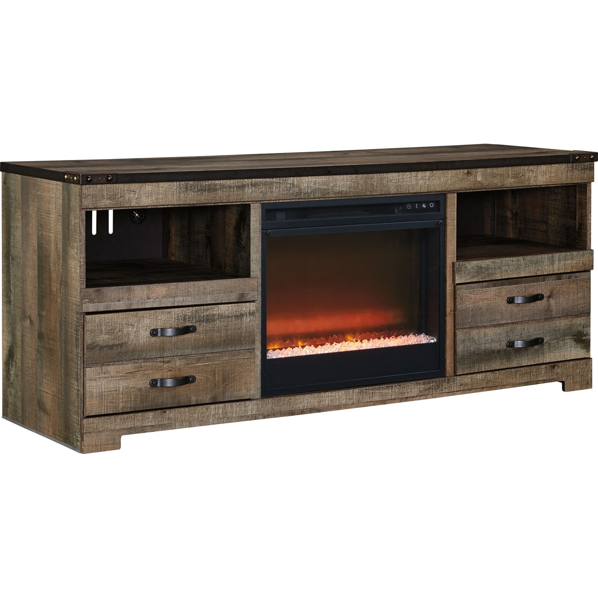 Trinell TV Stand with Fireplace - Brown| Continental Furniture